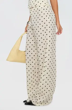 Princess Polly Polka Dot Strapless Top & Wide Leg Pants Set - Cream Polka