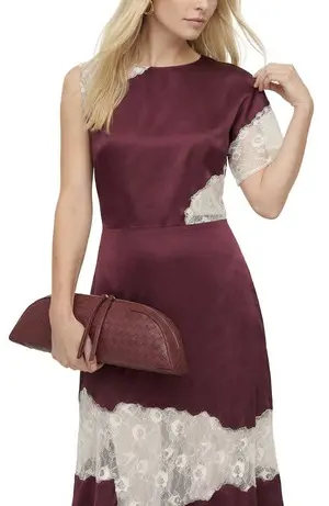LILY AND LIONEL Selma Lace Insert Maxi Dress - Burgundy