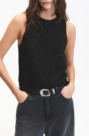 Deluc Sleeveless Sequin-accented Sweater - Black