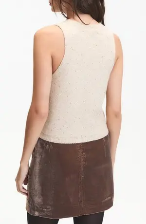 Deluc Sleeveless Sequin-accented Sweater - Sand