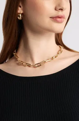 Nordstrom Textured Chain Link Necklace - Gold
