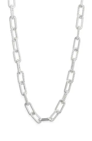 Nordstrom Textured Chain Link Necklace Silver