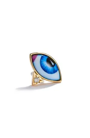 LITO FINE JEWELRY Single Stud Earring With Diamond And Enamel - Blue