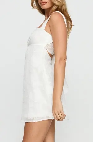 Princess Polly Mcbeath Floral Jacquard Minidress - White