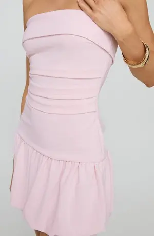 Princess Polly Strapless Bubble Hem Mini Dress - Pink