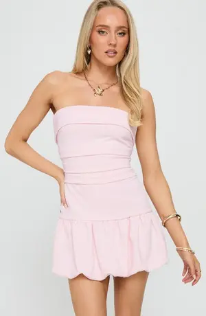 Princess Polly Strapless Bubble Hem Mini Dress - Pink
