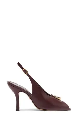 AREZZO Olivia Peep-toe Slingback Pumps - Dark Bordo