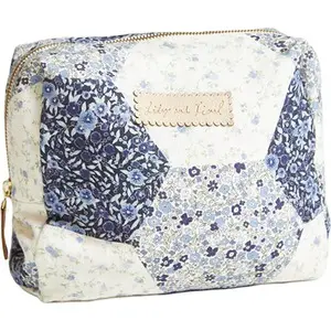 LILY AND LIONEL Linen Print Wash Bag - Dark Blue