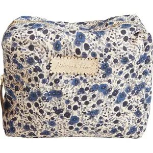 LILY AND LIONEL Linen Print Wash Bag - Navy