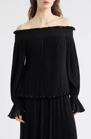 Kobi Halperin Elizabeth Plissé Off-the-shoulder Top