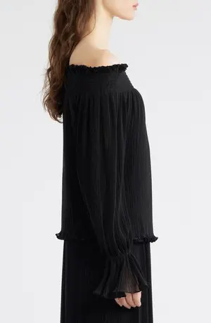 Kobi Halperin Elizabeth Plissé Off-the-shoulder Top