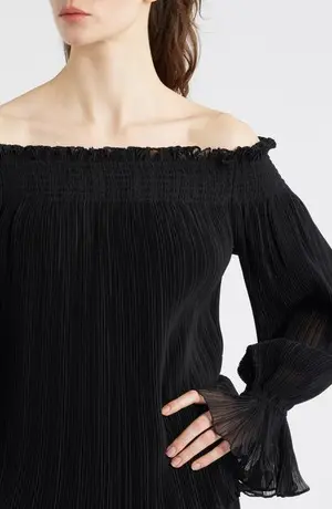 Kobi Halperin Elizabeth Plissé Off-the-shoulder Top