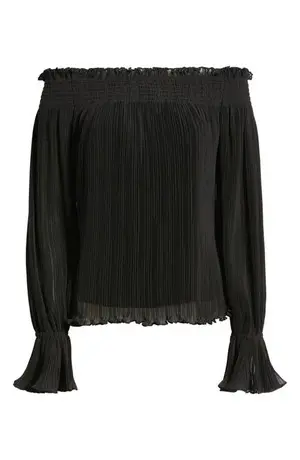 Kobi Halperin Elizabeth Plissé Off-the-shoulder Top
