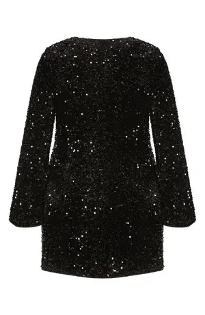 City Chic Paislee Sequin Long Sleeve Dress