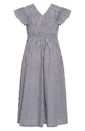 City Chic Laureli Gingham Flutter Sleeve Midi Dress