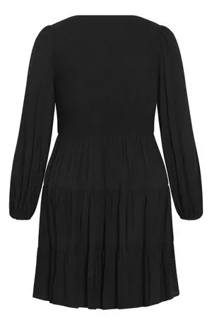 City Chic Balloon Sleeve Minidress - Black