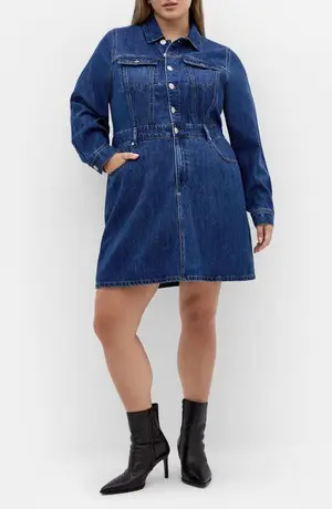 Women's Dark Blue Shirts Dresses