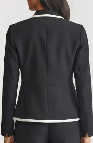 KASPER Contrast Trim Single Breasted Blazer