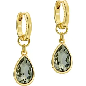 Ted Baker London Divine Crystal Drop Huggie Hoop Earrings - Gold Tone/black Crystal