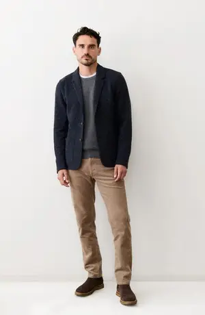 Marine Layer Pacifica Neppy Navy Stretch Herringbone Blazer