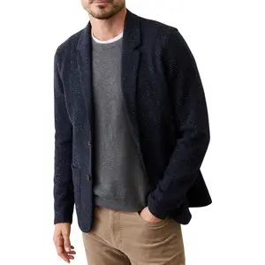 Marine Layer Pacifica Neppy Navy Stretch Herringbone Blazer - Dark Herringbone