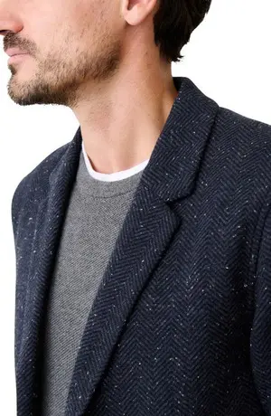 Marine Layer Pacifica Neppy Navy Stretch Herringbone Blazer