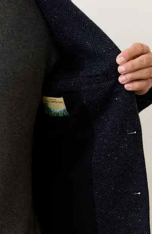 Marine Layer Pacifica Neppy Navy Stretch Herringbone Blazer