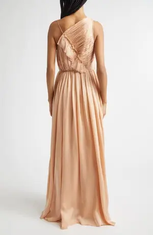 Ulla Johnson Aisha One-shoulder Pleated Maxi Dress - Sand