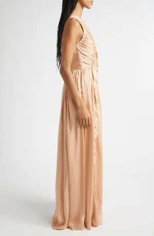 Ulla Johnson Aisha One-shoulder Pleated Maxi Dress - Sand