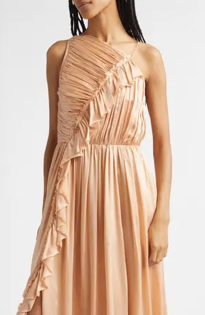 Ulla Johnson Aisha One-shoulder Pleated Maxi Dress - Sand