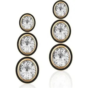 Goshwara Melange 3-tier Drop Earrings - Clear