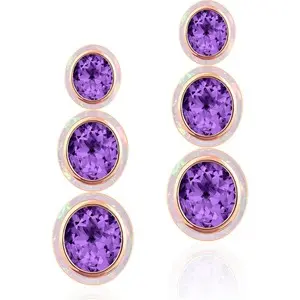 Goshwara Melange 3-Tier Drop Earrings Purple