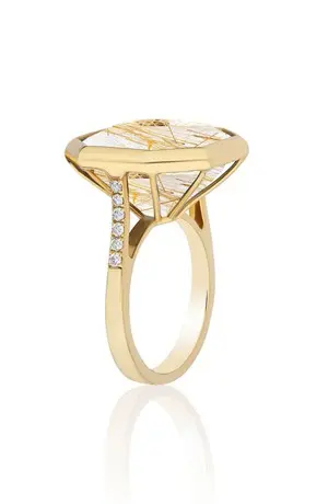 Goshwara Octagon Cut Stone & Pavé Diamond Ring - Clear