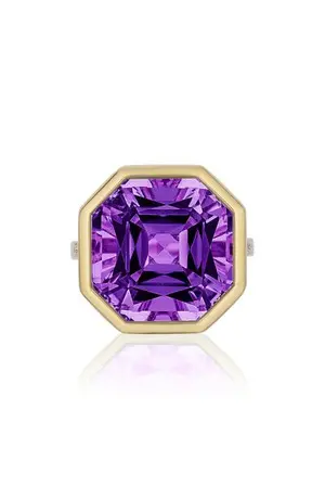 Goshwara Octagon Cut Stone & Pavé Diamond Ring Purple