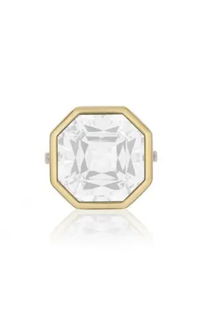 Goshwara Octagon Cut Stone & Pavé Diamond Ring White