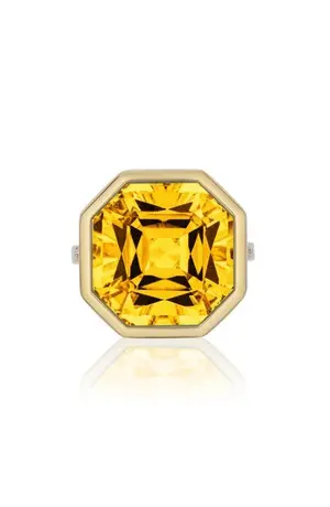 Goshwara Octagon Cut Stone & Pavé Diamond Ring Yellow