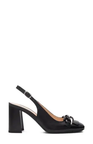 NEROGIARDINI Chain Detail Slingback Block Heel Pumps - Black