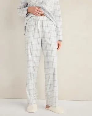 HAVEN WELL WITHIN Lightweight Flannel Windowpane Pajama Pants - Glacier Frost Windowpane