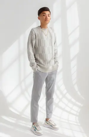 AKASHI-KAMA Arrow Pattern Crewneck Sweater