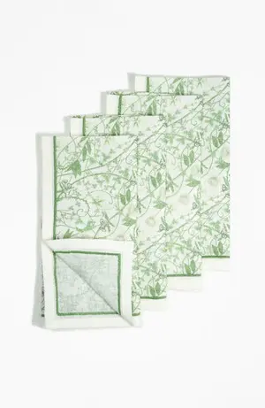 BOND & GRACE Inner Garden Society Dinner Napkinsset Of Four - Green