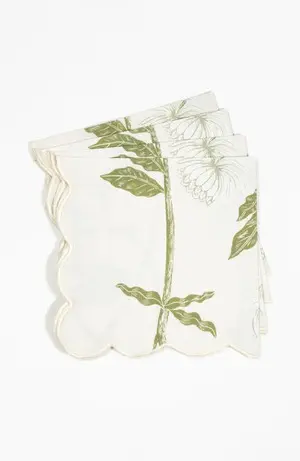 BOND & GRACE Storytime Dahlias Dinner Napkinsset Of Four