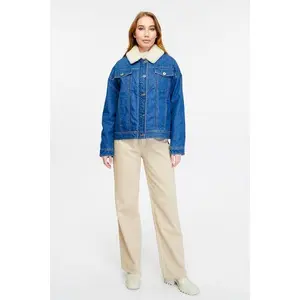 FURNIQ UK Shearling Lined Denim Jacket - Dark Blue
