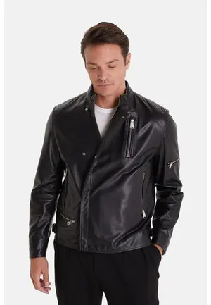 FURNIQ UK Leather Biker Jacket