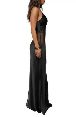 JLUXLABEL Lust Mesh & Satin Maxi Dress