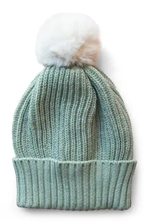 SUNSHINE STUDIOS Snow Bunny Pom Beanie - Mint