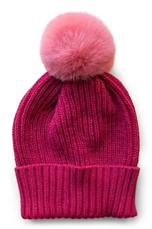 SUNSHINE STUDIOS Snow Bunny Pom Beanie - Wine
