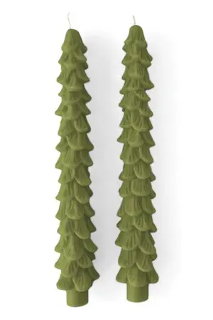 SUNSHINE STUDIOS Holiday Tree Taper Candles Green