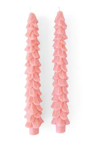 SUNSHINE STUDIOS Holiday Tree Taper Candles - Pink