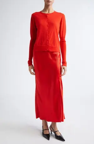 JASON WU Merino Wool Puff Sleeve Cardigan