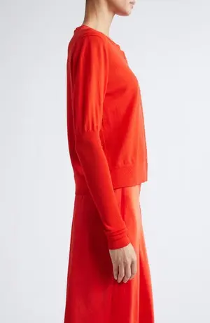 JASON WU Merino Wool Puff Sleeve Cardigan